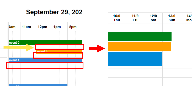How to redure (or remove) padding bottom of event in Timeline view for fix full height event ...