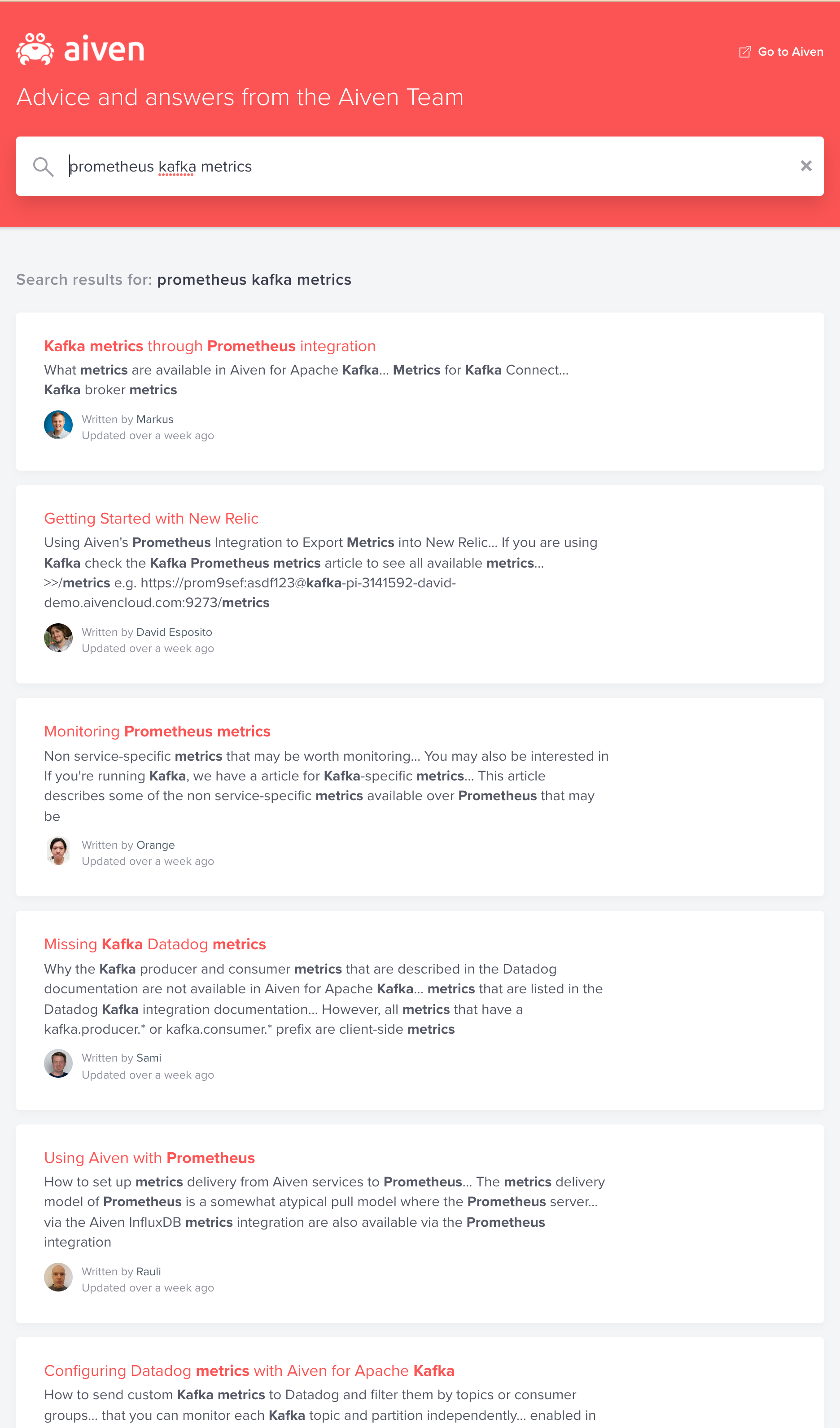 Inconsistent search results · Issue #543 · aiven/devportal · GitHub