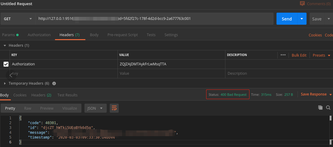 customize response httpstatus, return Could not get any response ...