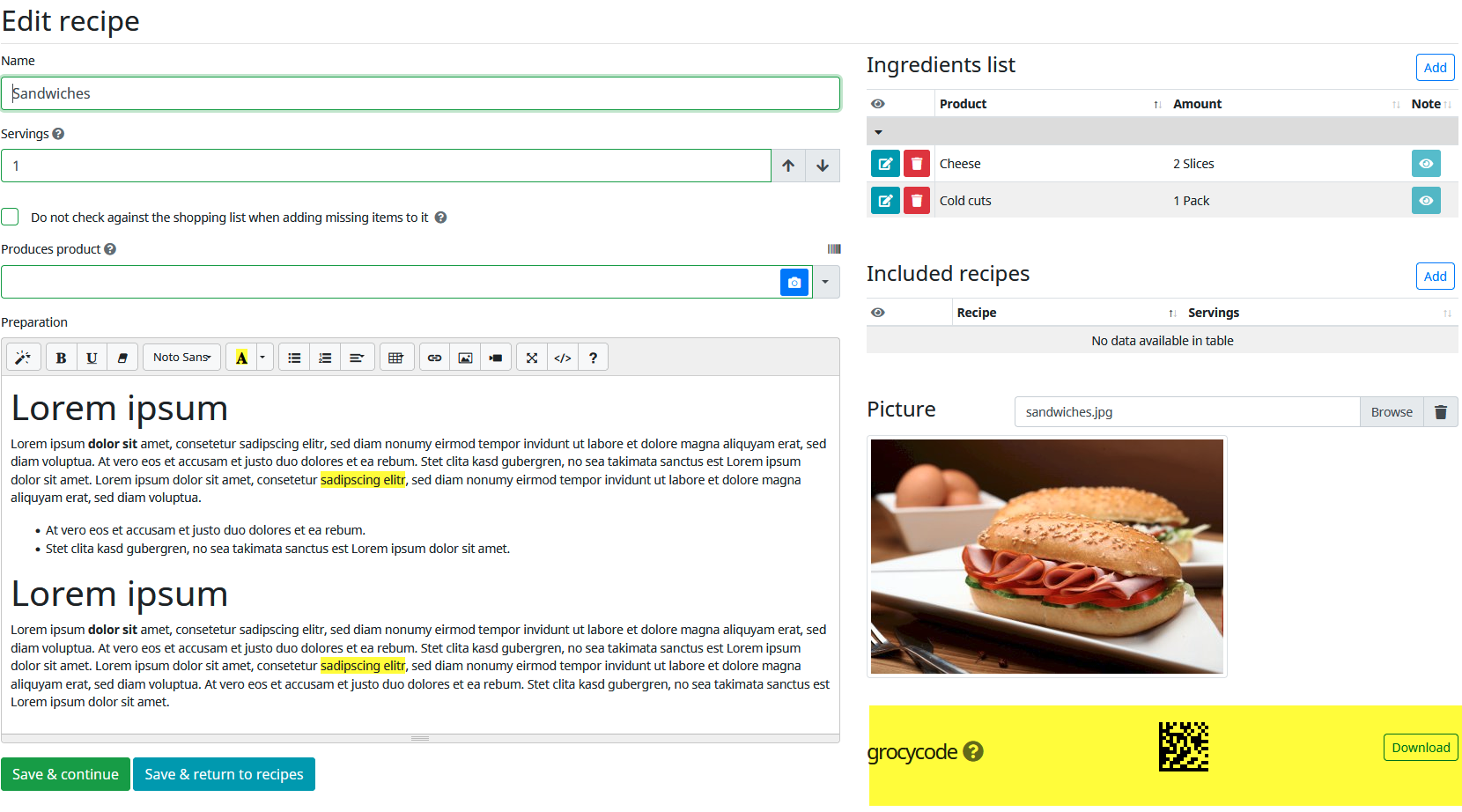 Feature request: Barcode for Recipes · Issue #1562 · grocy/grocy · GitHub