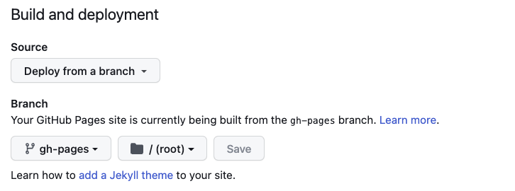 Enable GitHub Pages to publish from the root of the `gh-pages` branch ...