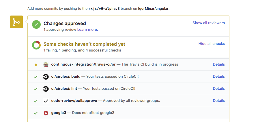 google3 CI check seems to consider only the last commit and not the PR ...