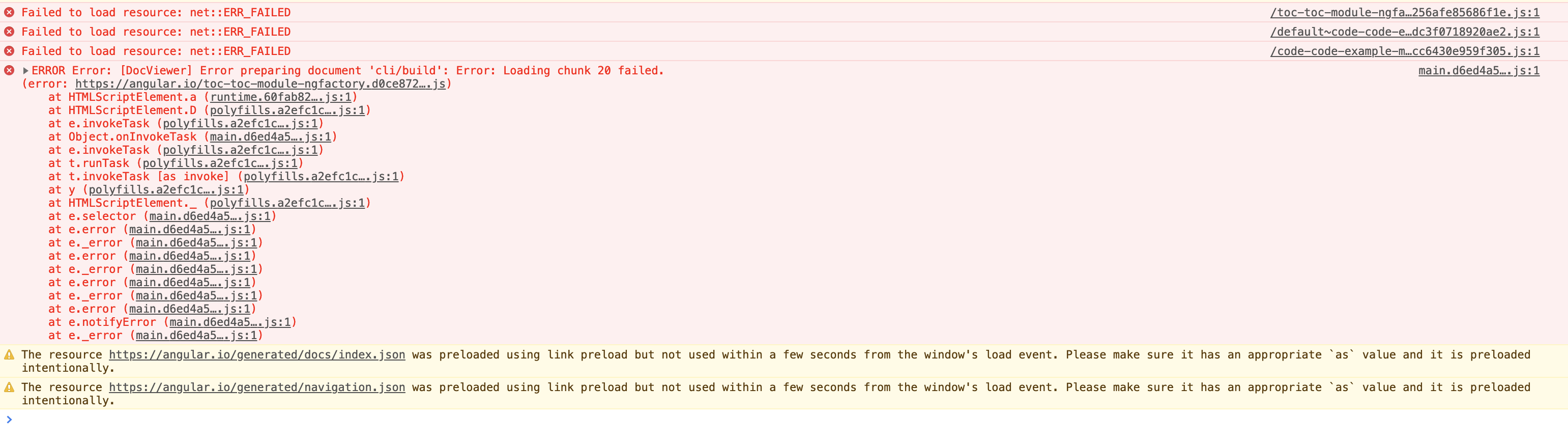 angular.io app gets stuck in “loading document” state, likely due to client-server version skew ...