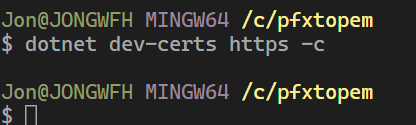 dotnet dev-certs https -c doesn't print anything · Issue #12133 · dotnet/sdk · GitHub