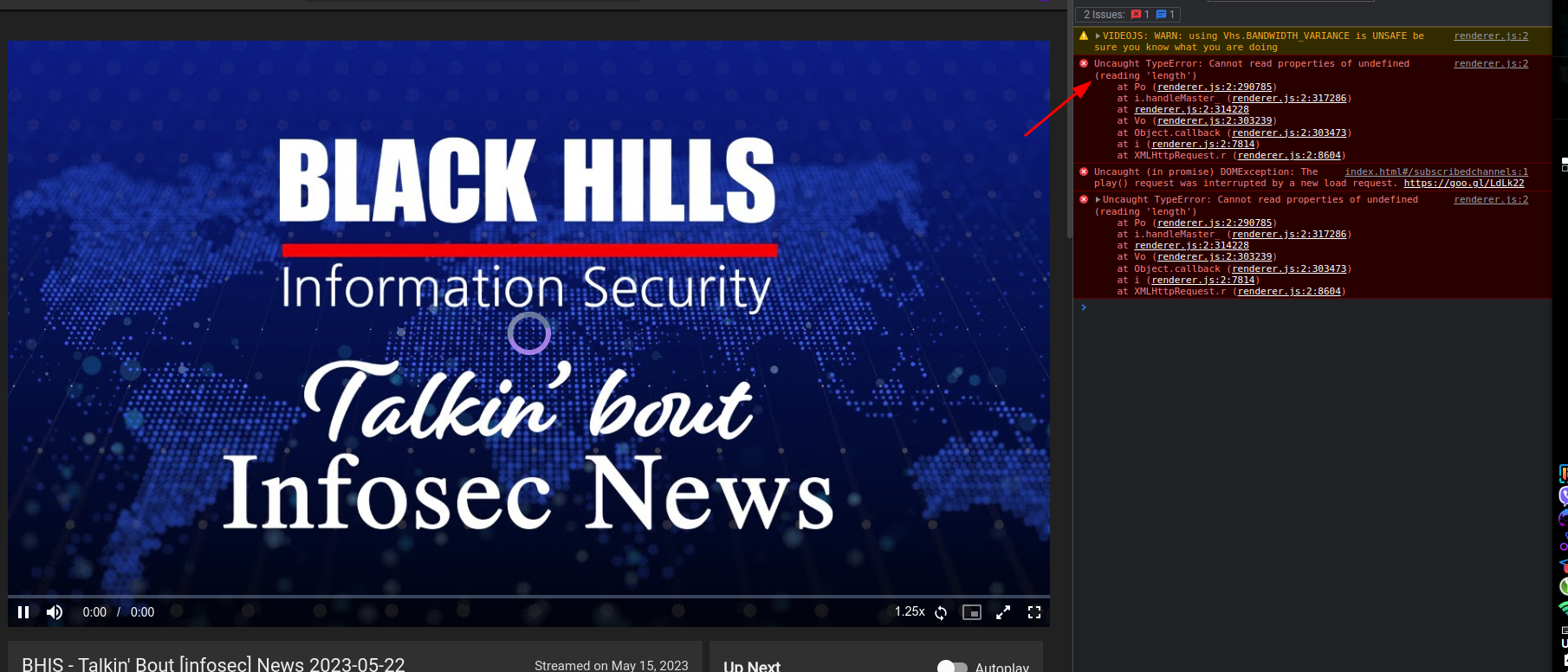 [Bug]: Recently aired live video is not played because of - reading ...