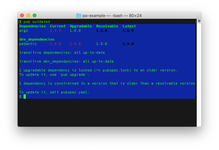 Some `pub outdated` colors disappear on black background · Issue #2473 · dart-lang/pub · GitHub