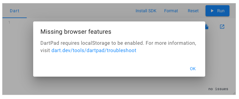 Improve link to troubleshooting · Issue #1610 · dart-lang/dart-pad · GitHub
