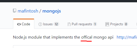 Typo in the repo description · Issue #336 · mongo-js/mongojs · GitHub