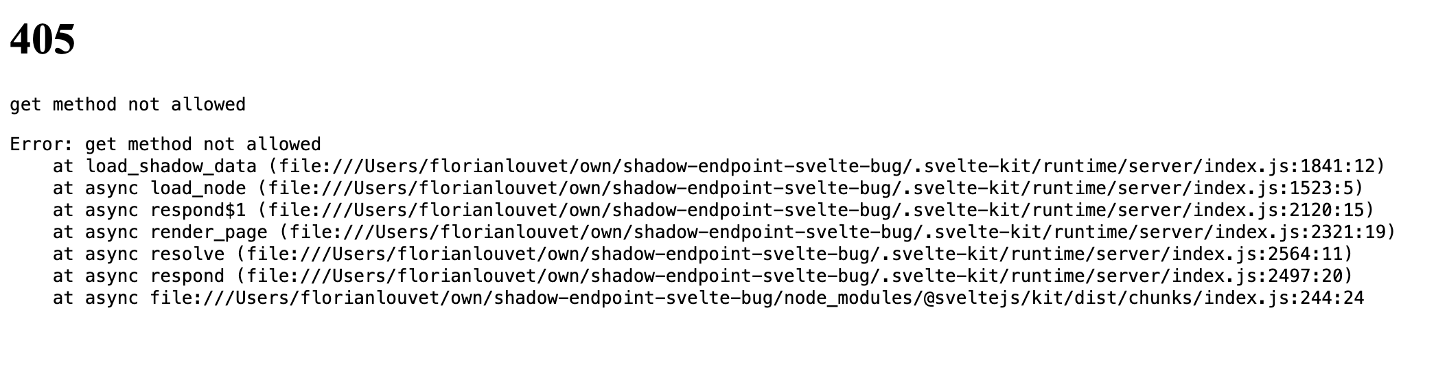 Shadow endpoint -- issue rendering with no get endpoint · Issue #3759 · sveltejs/kit · GitHub