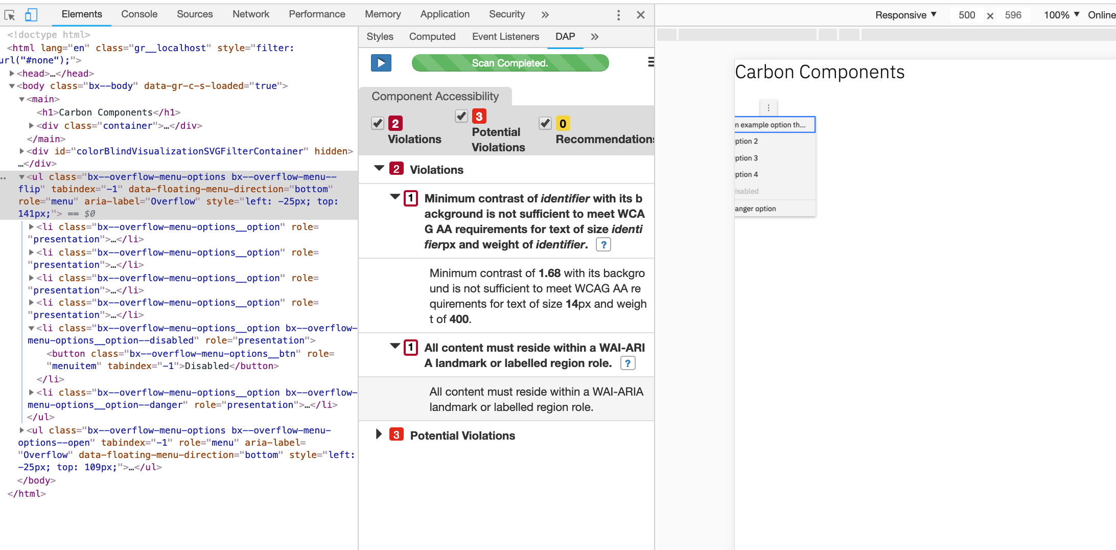 AVT 1 - Carbon X Overflow Menu has DAP violations · Issue #1774 · carbon-design-system/carbon ...