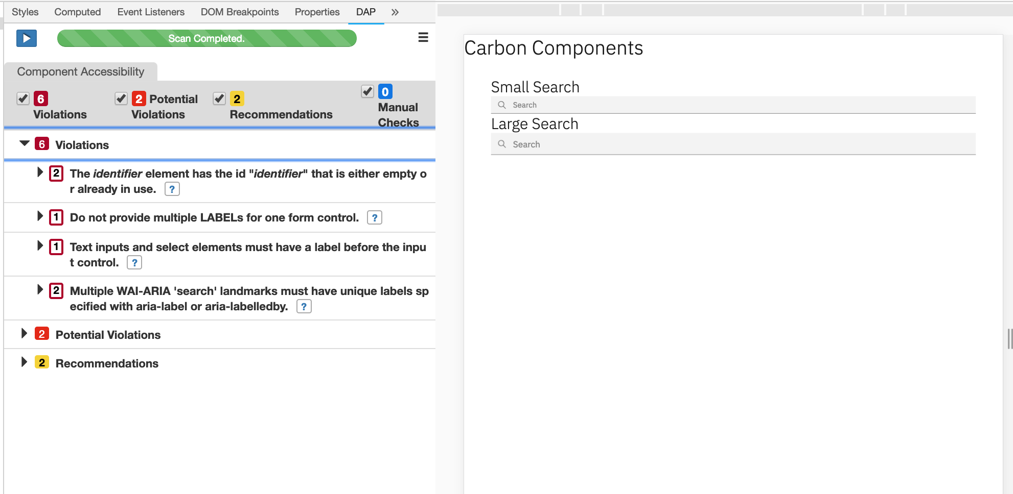 Avt 1 Carbon X Search Components Dap Violation Using Both Examples · Issue 1831 · Carbon
