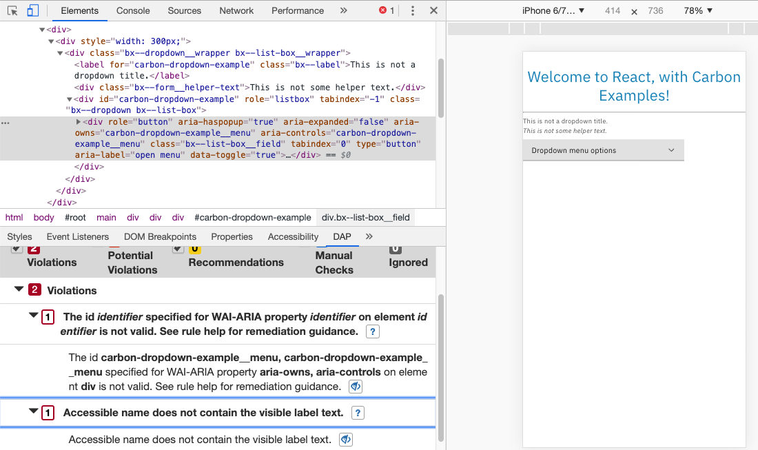 Avt 1 React Dropdown Has 2 Dap Violations · Issue 2827 · Carbon Design System Carbon · Github