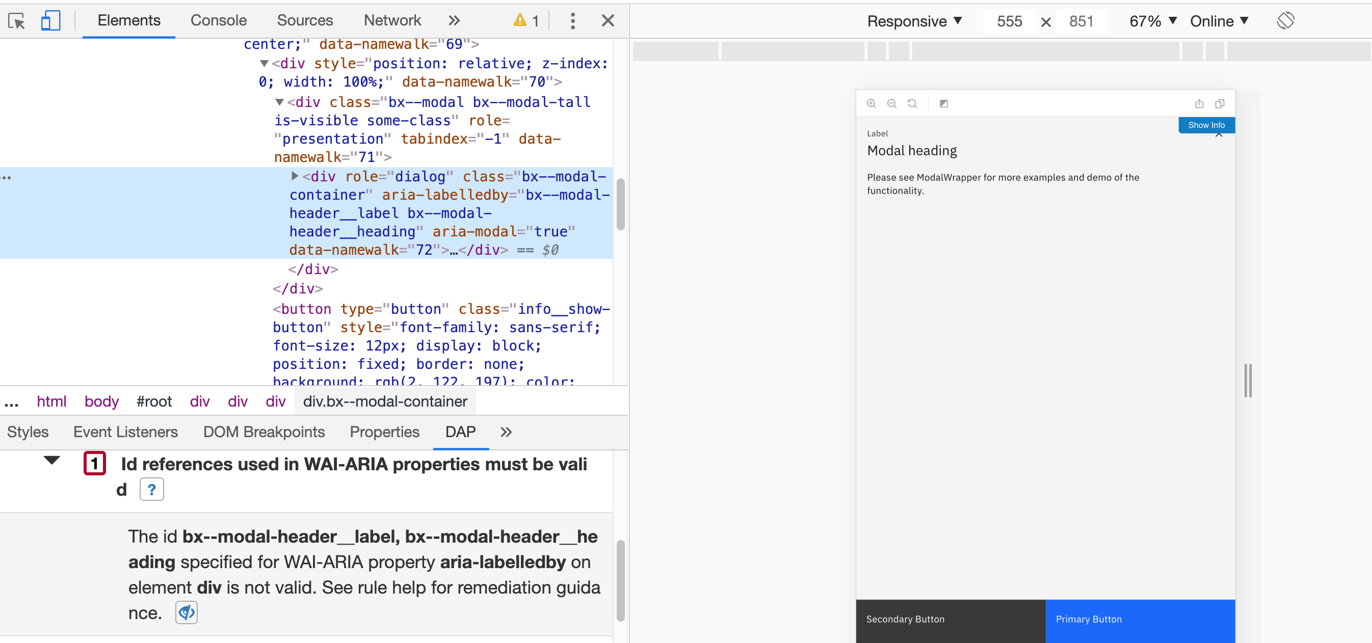 Avt 1 Modal React Component Has Dap Violations · Issue 4574 · Carbon Design System Carbon
