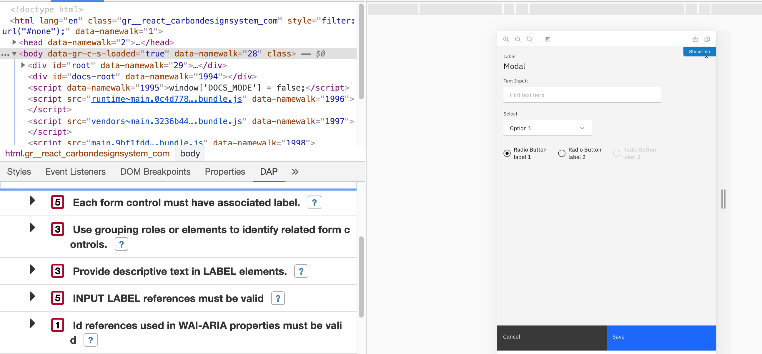 Avt 1 Modal React Component Has Dap Violations · Issue 4574 · Carbon Design System Carbon