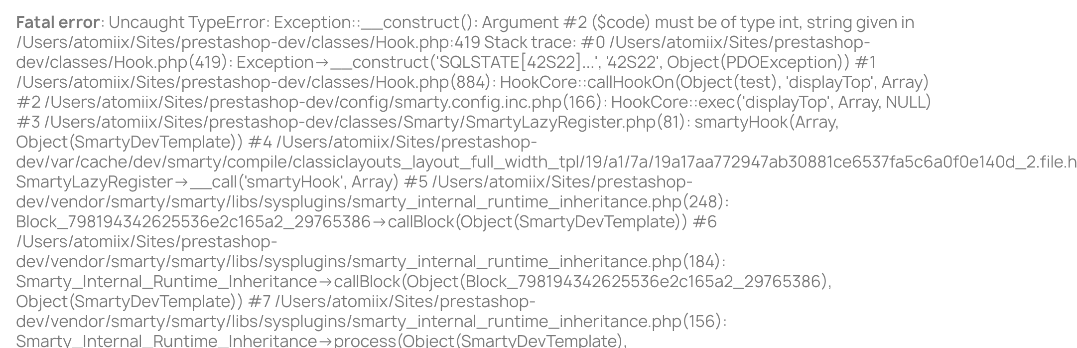 When an Exception is thrown with a string code, there is a fatal error · Issue #27982 ...