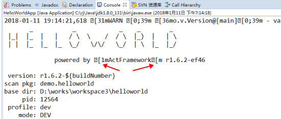 It displays control characters in the Eclipse console · Issue #462 · actframework/actframework ...