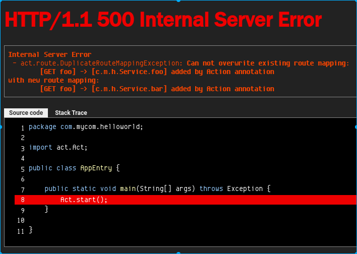 In Case Route Mapping Exception Occurred It Shall Display The Relevant Source File And