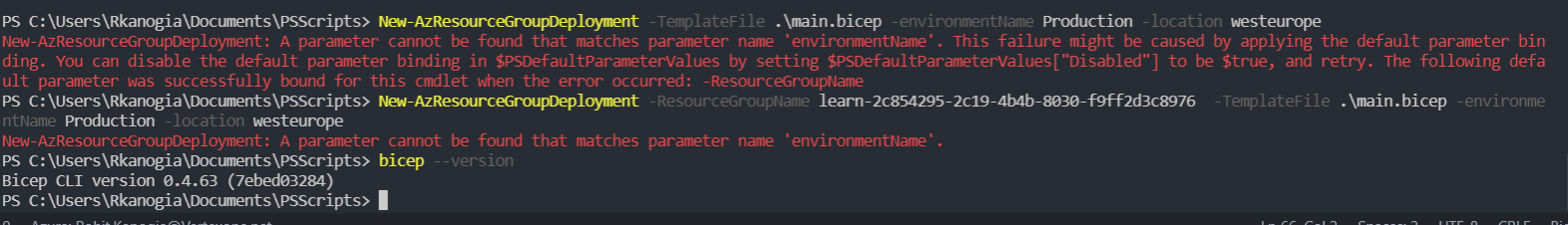 New-AzResourceGroupDeployment : Unexpected character encountered while parsing value: @. Path ...