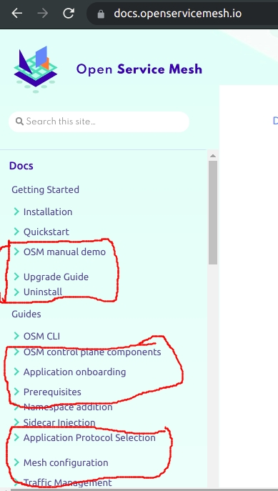 website: make table of content sidebar visually clear · Issue #189 · openservicemesh/osm-docs ...