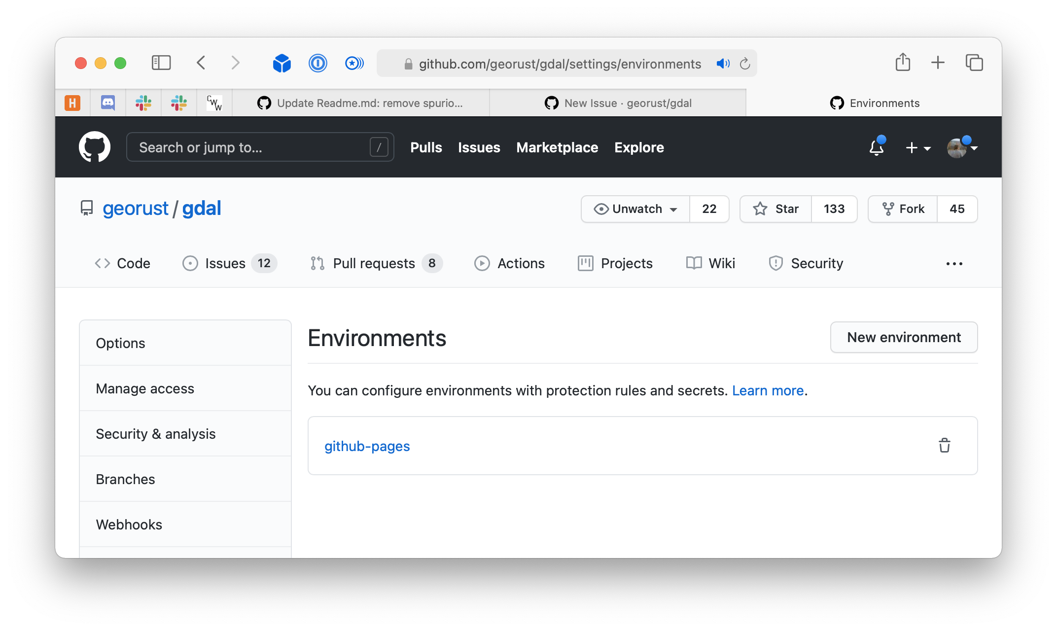 repo cleanup - remove unused 'github-pages' environment · Issue #207 · georust/gdal · GitHub