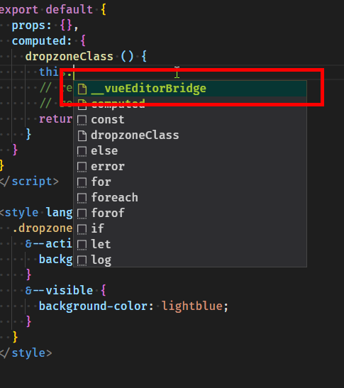 __vueEditorBridge appears on suggestion list · Issue #269 · vuejs/vetur · GitHub