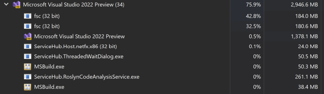 Should VS use 64 bit `fsc.exe` for builds? · Issue #15541 · dotnet/fsharp · GitHub