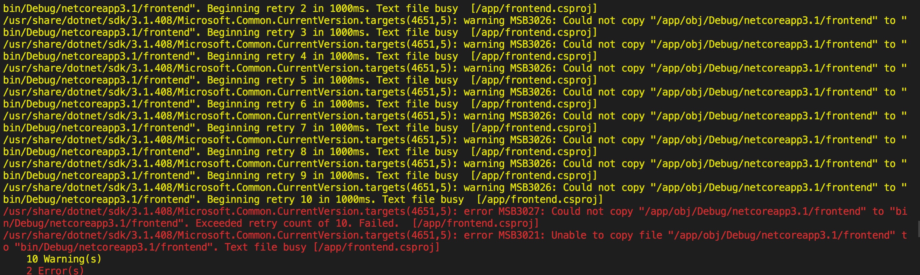 Could not copy Error in docker linux container · Issue #26711 · dotnet/sdk · GitHub