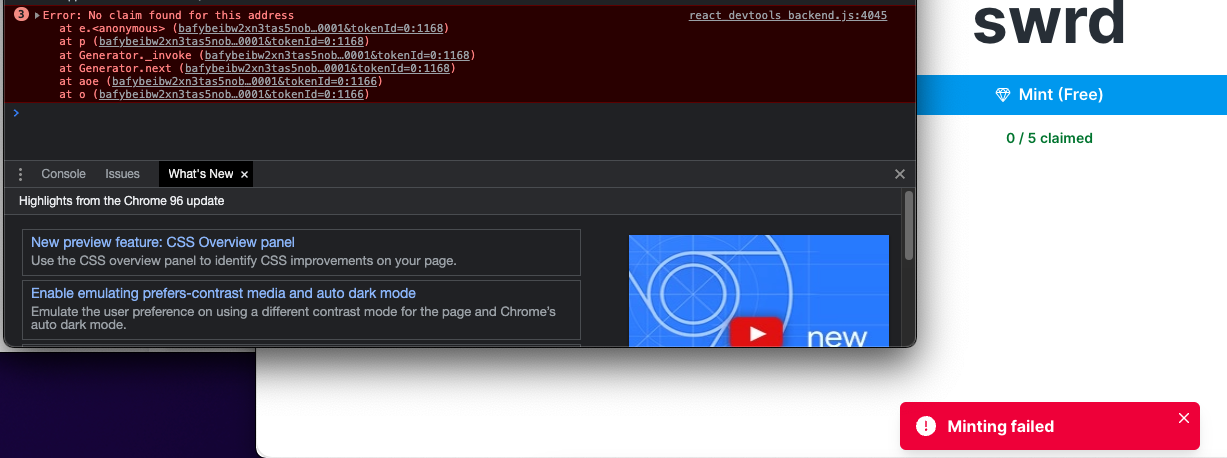 Show proper error on claiming and disable if cannot mint · Issue #41 · thirdweb-dev/ui · GitHub