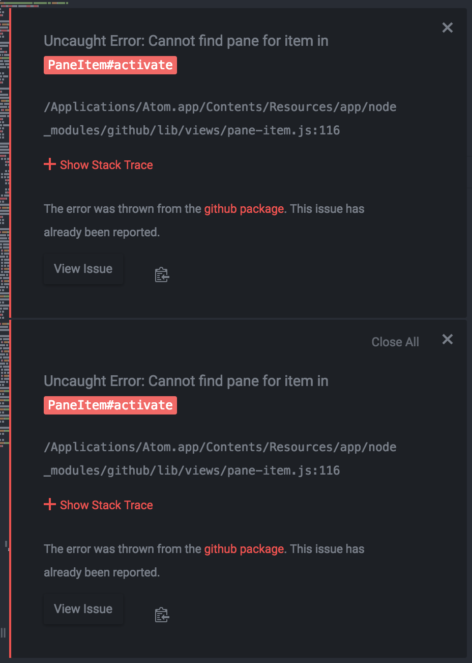 Uncaught Error Cannot Find Pane For Item In `paneitemactivate` · Issue 849 · Atomgithub · Github 
