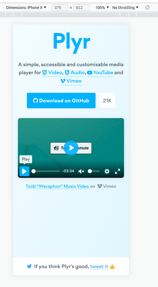 "Tap to unmute" button displayed in devices · Issue #2402 · sampotts/plyr · GitHub