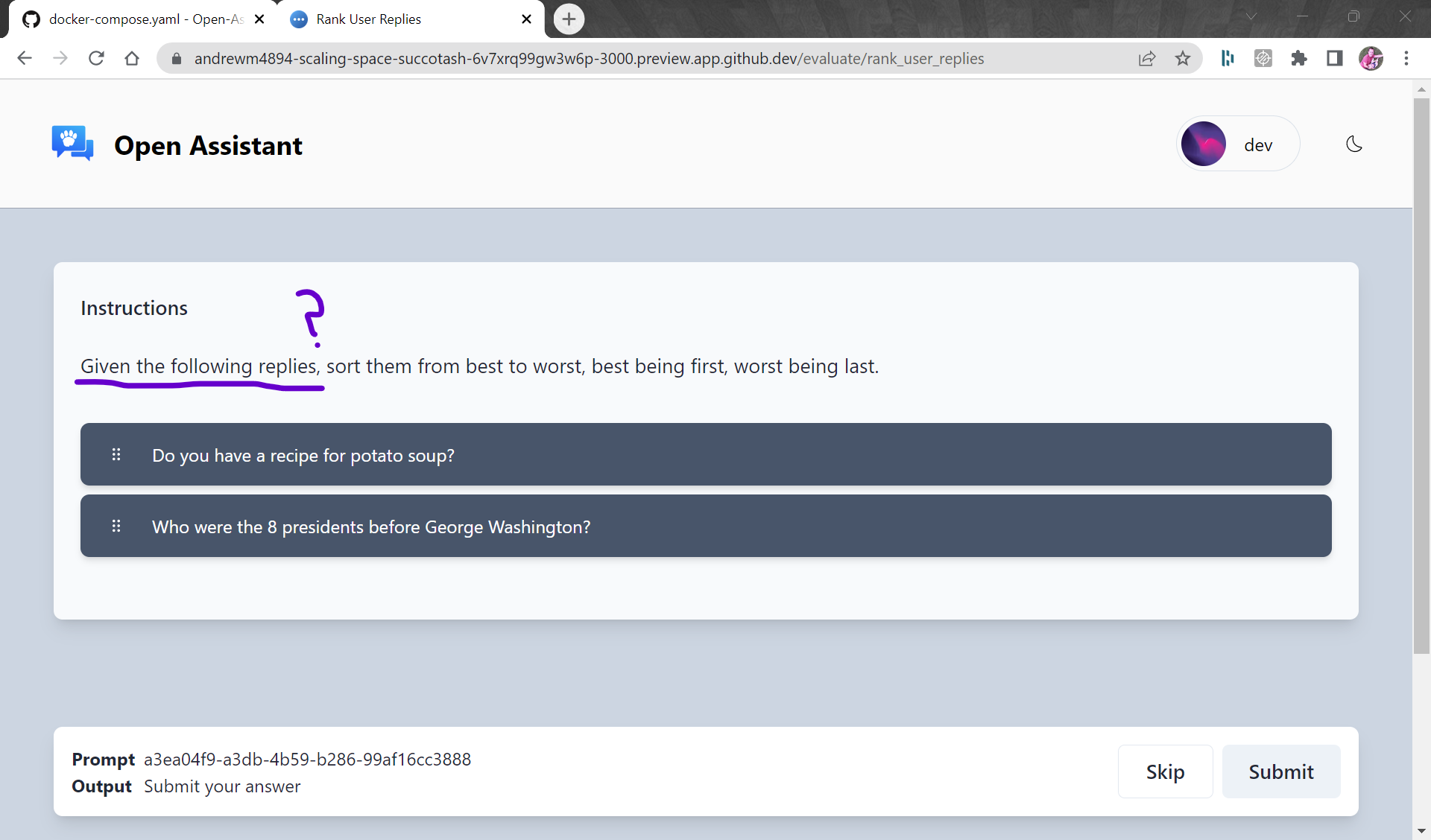 in `evaluate/rank_user_replies` i would need to see what the replies are in response to · Issue ...
