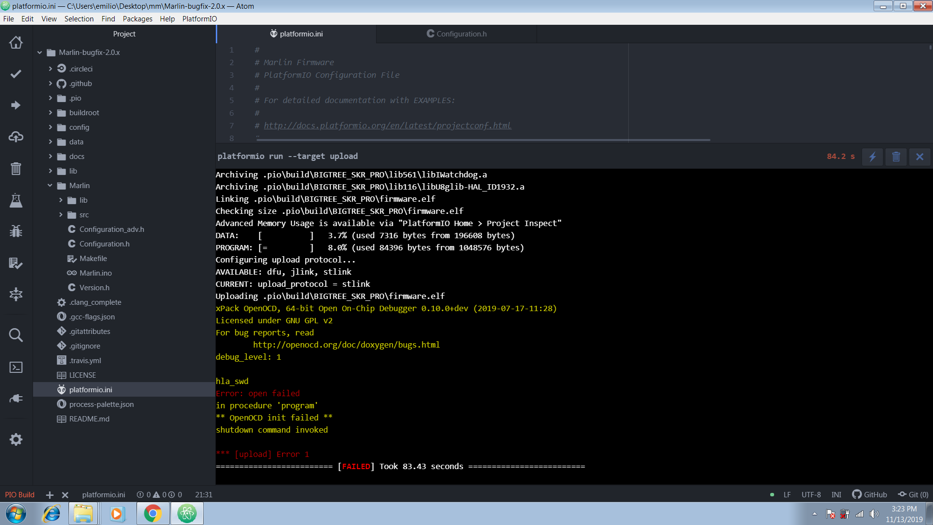 Platform-ststm32 refuses to compile stm32f407 this is SKR PRO board Tried everything · Issue ...