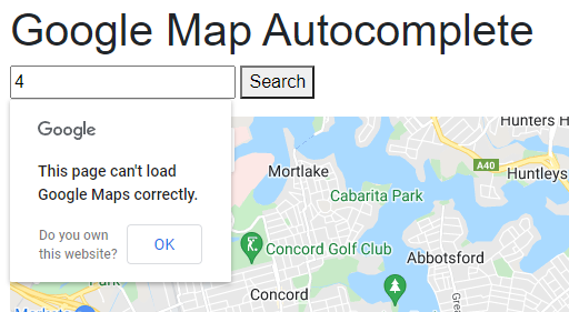 Autocomplete demo "This page can't load Google Maps correctly" · Issue #186 · rungwiroon ...
