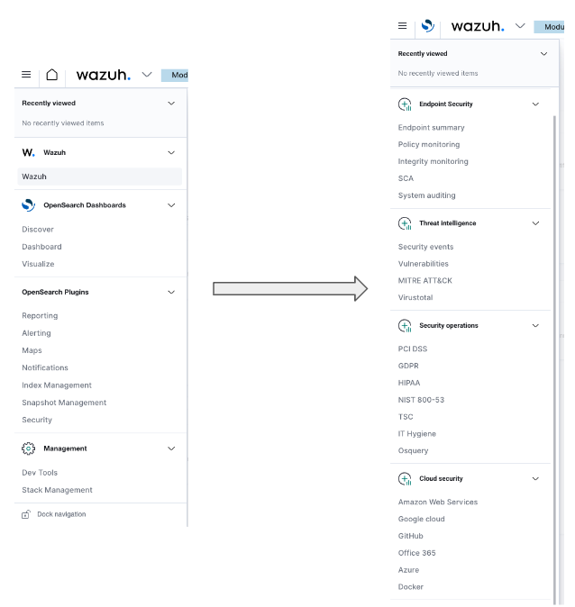 Global menu · Issue #83 · wazuh/wazuh-dashboard · GitHub