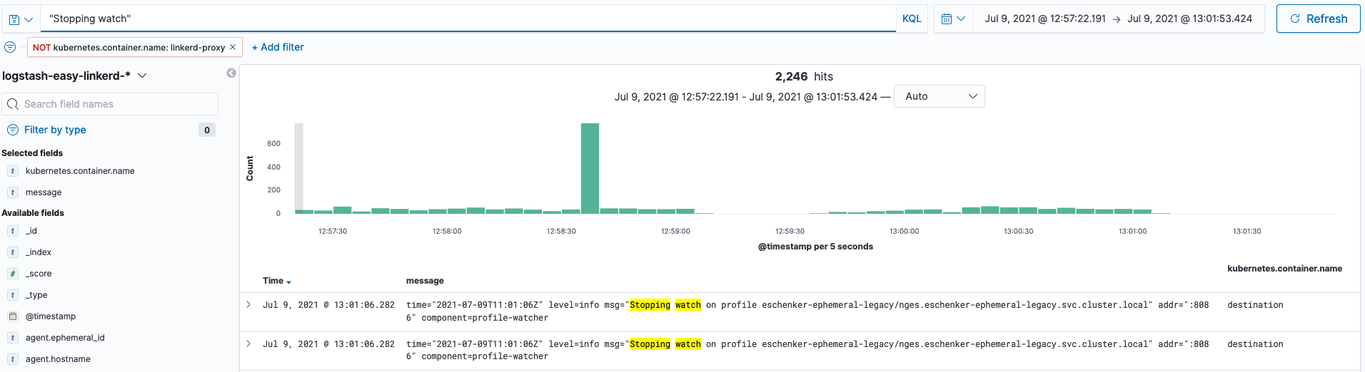 linkerd destination service keeps stopping watching profiles and endpoints , causing whole ...