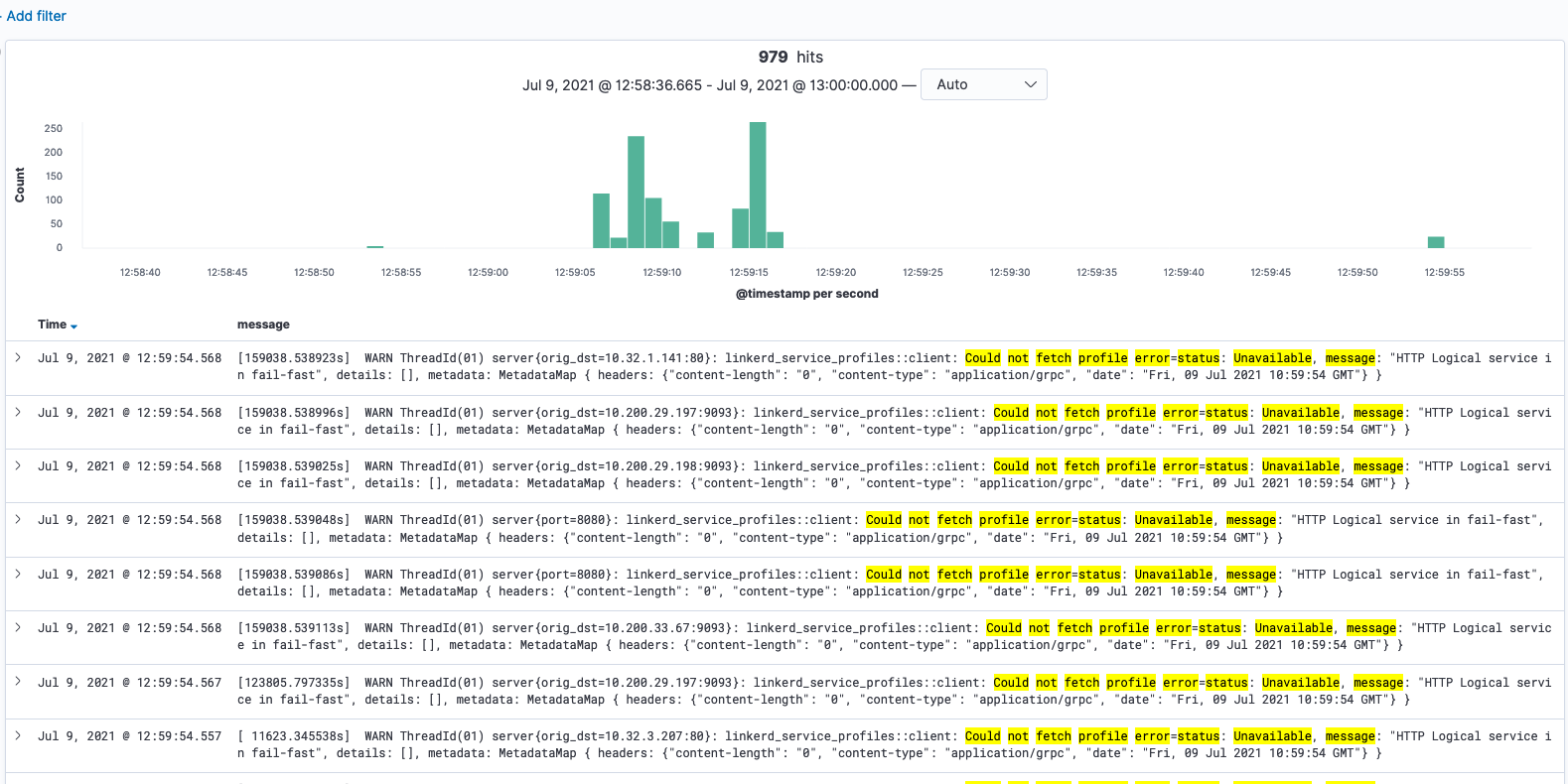 linkerd destination service keeps stopping watching profiles and endpoints , causing whole ...