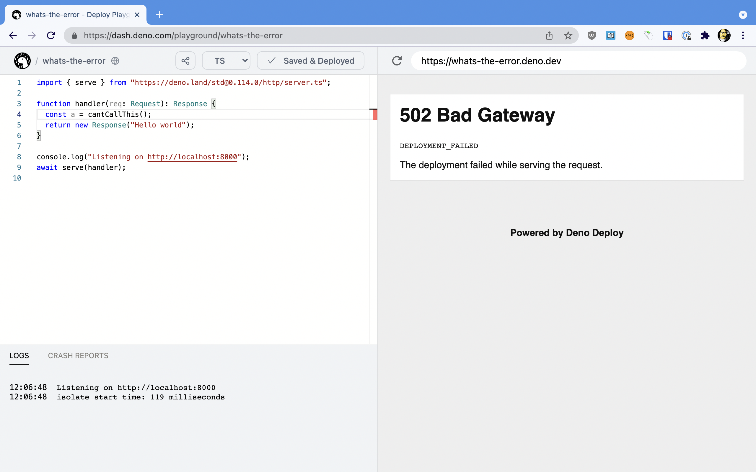 http: no error logged when calling undefined function · Issue #1618 · denoland/std · GitHub