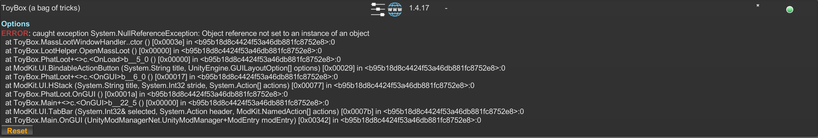 Open Area Exit Loot Window crashes ToyBox · Issue #712 · cabarius/ToyBox · GitHub