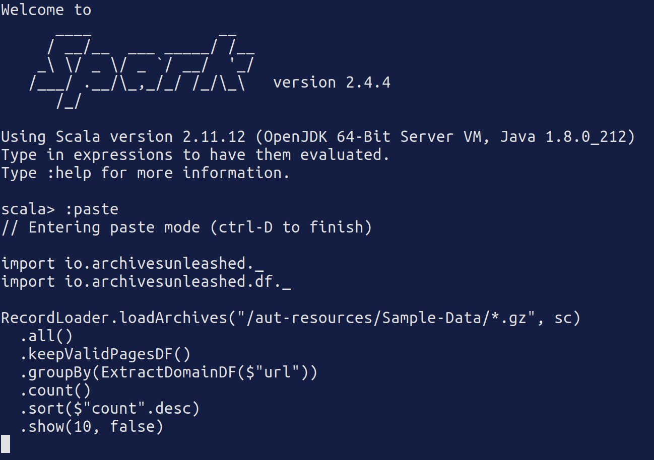 Toolkit Walkthrough · Archives Unleashed Toolkit