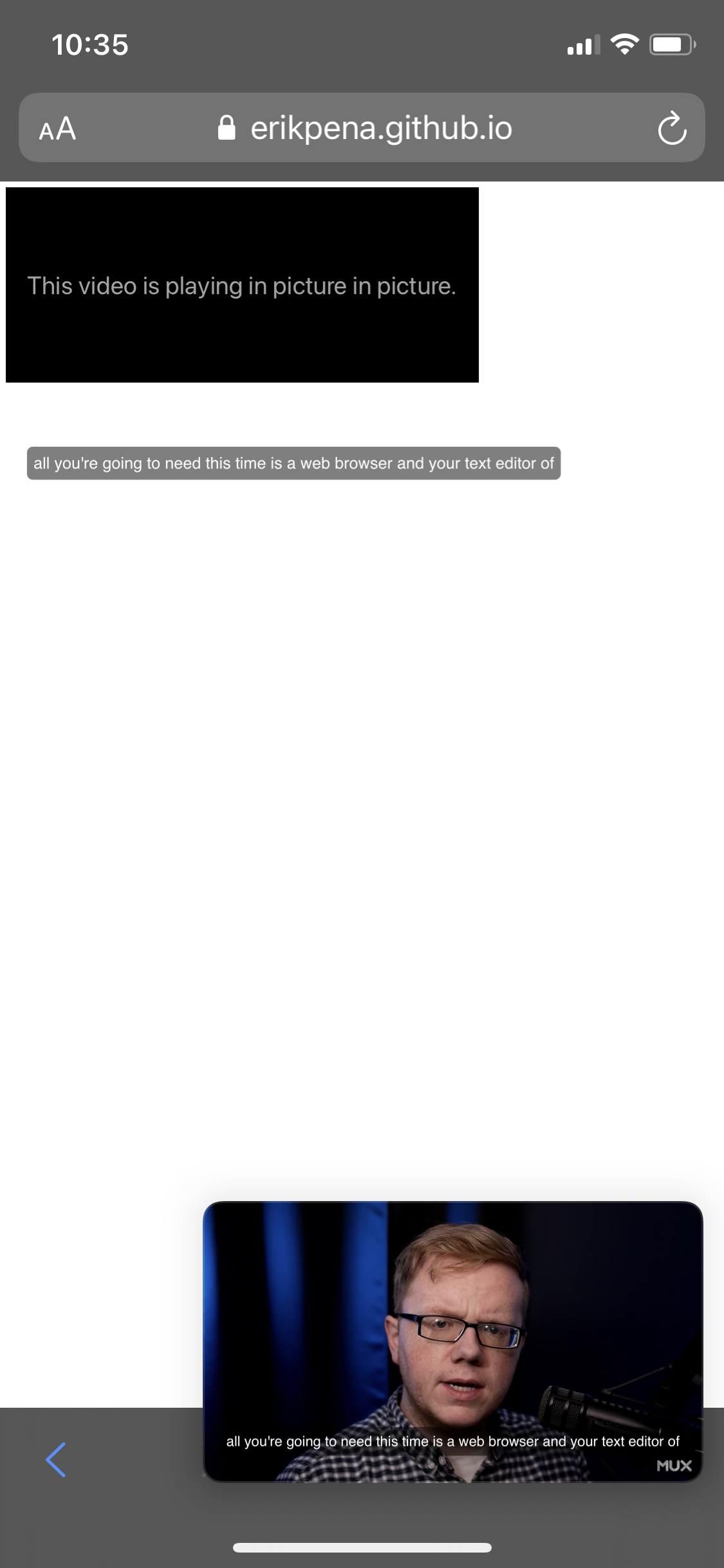 User plays PIP (picture-in-picture) mode and captions appear in the middle of the screen · Issue ...