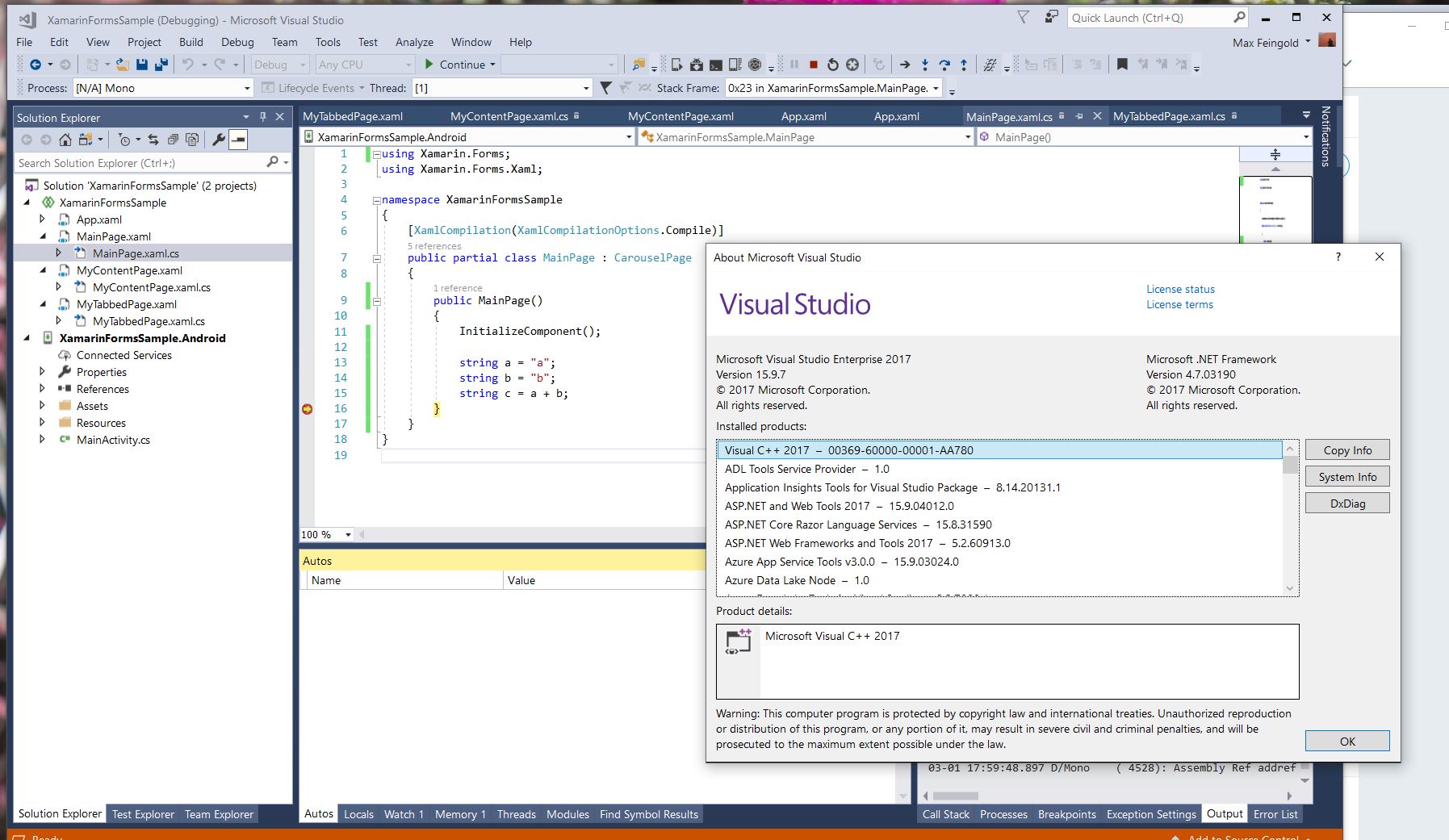 Visual Studio 2017: "Autos" debug window doesn't work · Issue #2568 ...