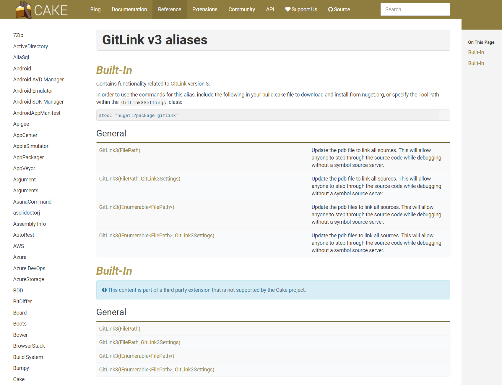 Built-in aliases shown twice on references page · Issue #1618 · cake-build/website · GitHub