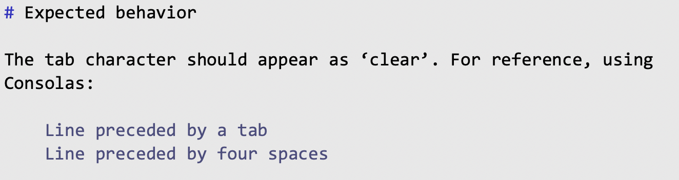 Tab character is displayed with 'A' in BBEdit · Issue #183 · microsoft/cascadia-code · GitHub
