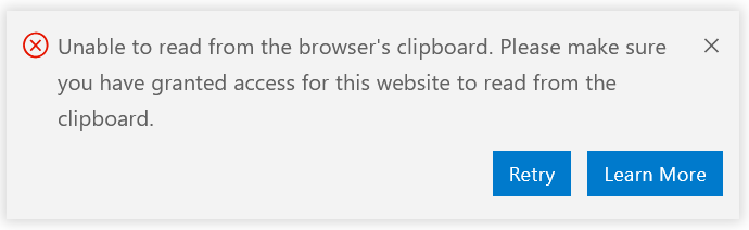 Pasting via right click gives bad error when clipboard.readText isn't ...