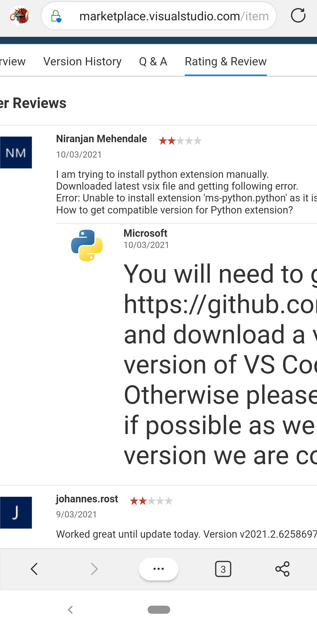 Read more comment on mobile shows it in a giant font · Issue #35 · microsoft/vsmarketplace · GitHub