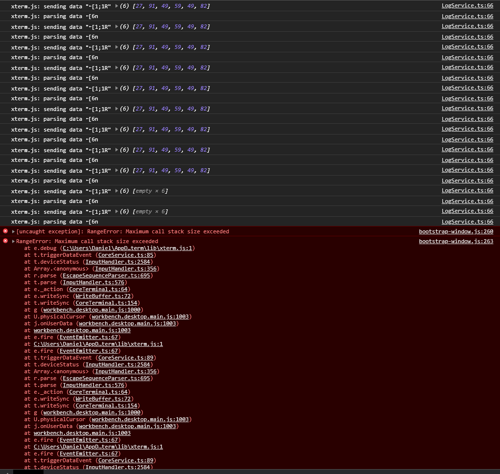 Escape in terminal causes stack overflow · Issue #119472 · microsoft ...