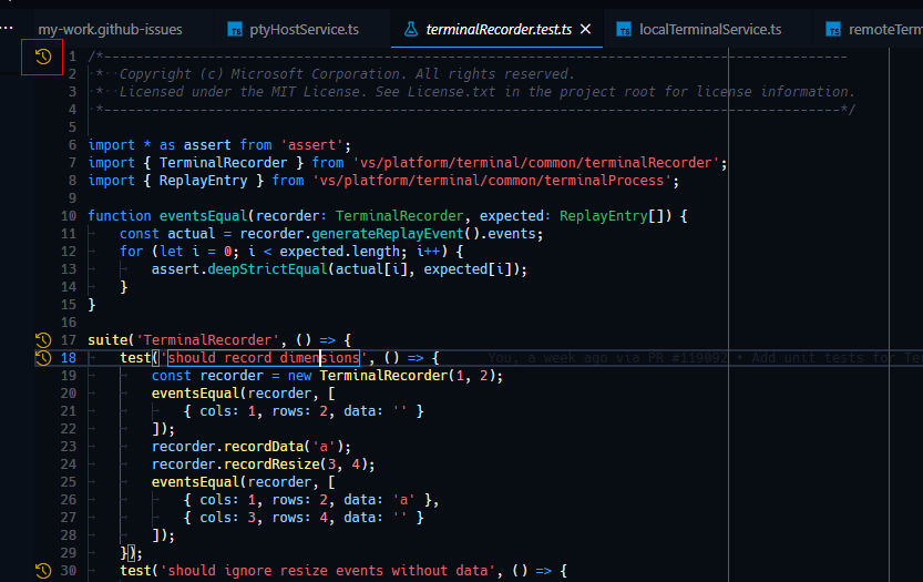 Test icon on first line is unexpected · Issue #119634 · microsoft ...