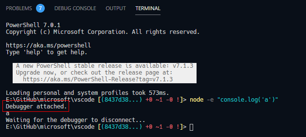 JS debug terminal broke when we merged in quick profiles · Issue ...