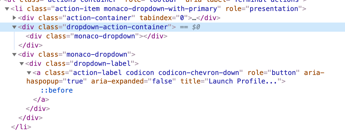 Terminal dropdown button becomes large when editing workspace settings ...