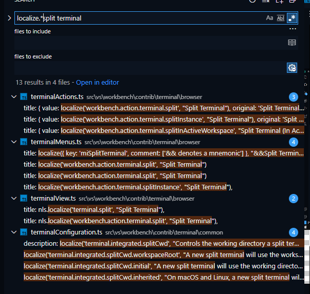 Consolidate terminal strings to reduce bundle size and translation burden · Issue #123907 ...